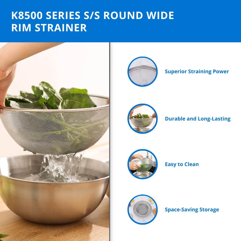 Stainless Steel Round Wide Rim Strainer – Toffi